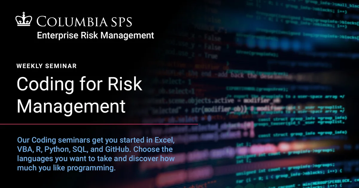 Coding for Risk Management: Excel | Columbia University School of ...
