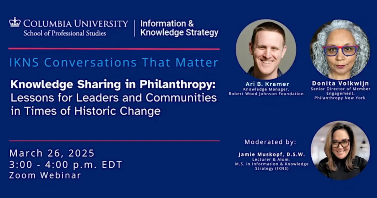 Knowledge Sharing in Philanthropy: Lessons for Leaders and Communities in Times of Historic ...